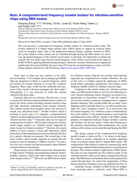 pdf note a component level frequency tunable isolator for vibration