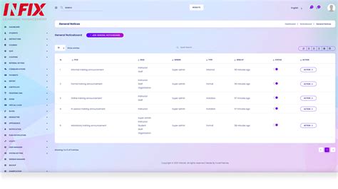 noticeboard add on infix lms laravel learning management system by