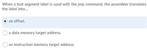 solved when a text segment label is used with the jmp