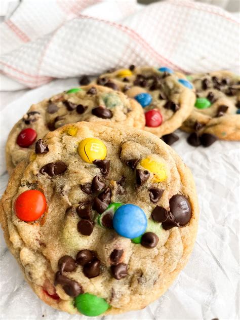 Mandm Cookies With Chocolate Chips Easy Mandm Cookie Recipe Maegan Kay