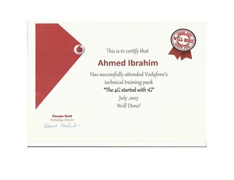 Vodafone Certificate Pdf