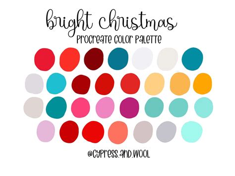 Bright Christmas Procreate Color Palette Color Swatches Ipad Procreate Tools Artofit