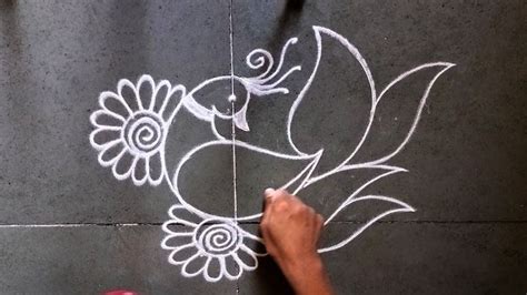 Simple Peacock Freehand Rangolieasy Peacock Rangolibeautiful Peacock