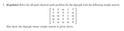 Solved Solve The All Pairs Shortest Path Problem For The Chegg