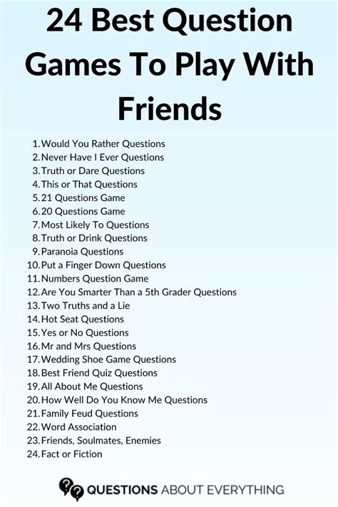 24 Best Question Games To Play With Friends Artofit