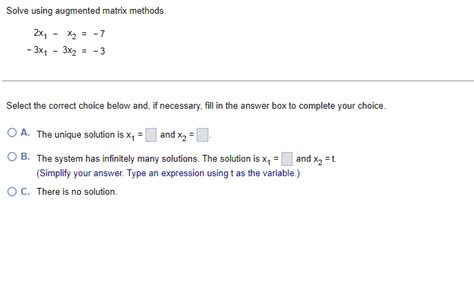 solved solve using augmented matrix