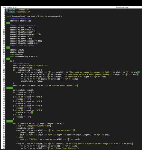 GNU Nano Invmenu Cpp GNU Nano Chegg