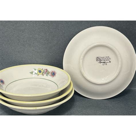 Mayer China Yellow Floral Flower Pattern 1990 Side Fruit Berry Bowl Set