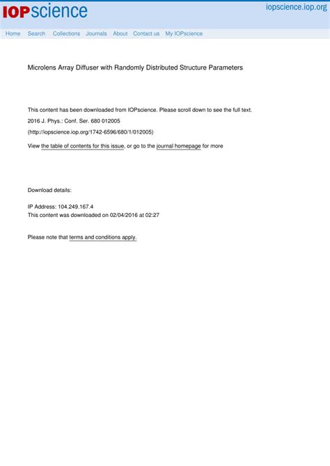Pdf Microlens Array Diffuser With Randomly Distributed Structure Parameters