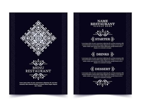 Premium Vector Menu Layout With Ornamental Elements