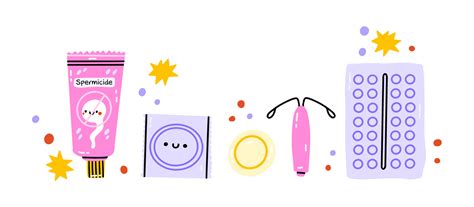Safe Sex And Birth Control Set Of Contraception Methods Condom And Patch Oral Contraceptive