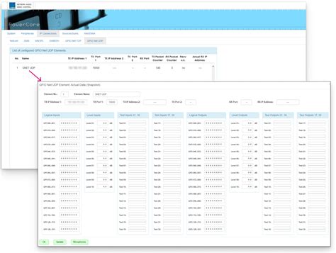 power core ip connections menu