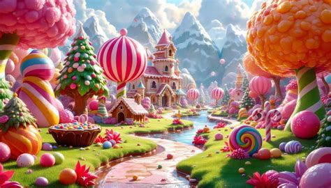 Candy Land Fantasy Magical Sweet Treats Village With Castle
