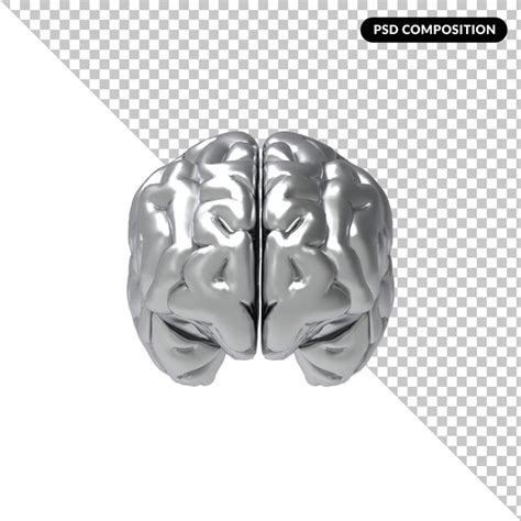 실버 두뇌 절연 3d 렌더링 프리미엄 Psd 파일