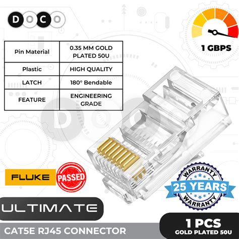 Jual Connector Lan Rj Konektor Kabel Kepala Jack Plug Ethernet Rj Cat E Cat Anti Gagal Ez