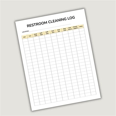 Restroom Cleaning Log Sheet Bathroom Cleaning Checklist Editable