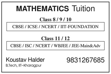 Koustav Halder On Linkedin Maths Tuition Class 8 12 Starting