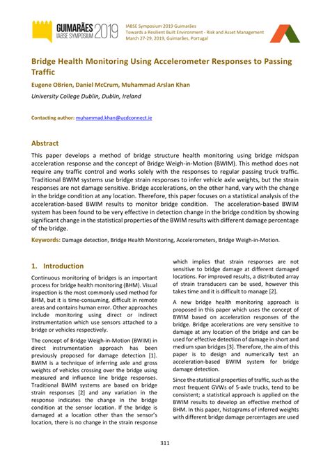 Pdf Bridge Health Monitoring Using Accelerometer Responses To Passing Traffic