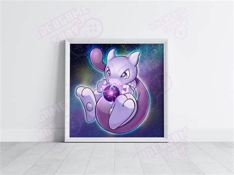 Chibi Mewtwo Pokemon Art Print Pokemon Wall Art Pokemon Ts