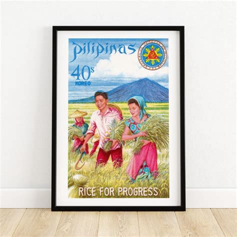 Kna Prints 1 Pc Poster Rice Farming Vintage Filipino Art Postage