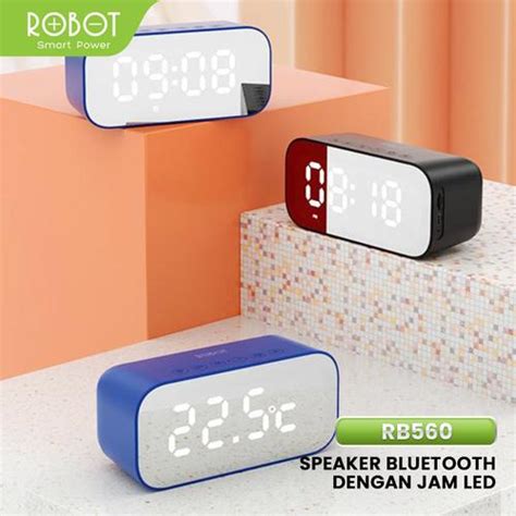Promo Robot Speaker Bluetooth Rb560 Alarm Clock Led Indicator Bluetooth 5 0 Original Garansi
