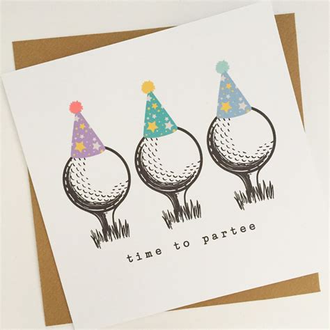 Funny Golf Birthday Card Its Time To Par Tee Golfing Pun Birthday