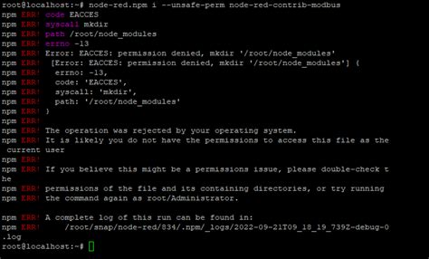 Error Installing Node Red Modbus Snap V302 On Ubuntu Core 16