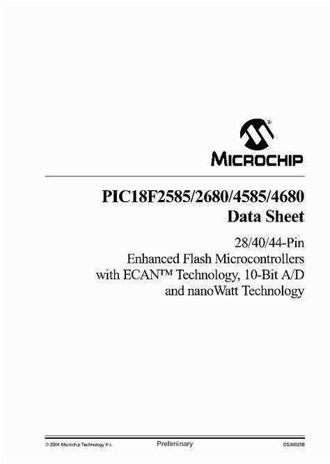 Pic18f4585 P2072871pdf Datasheet Download Ic On Line