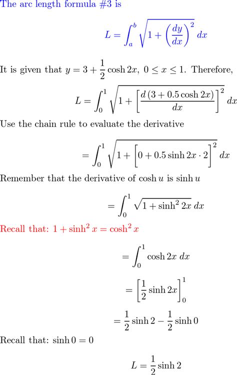 find the exact length of the curve y 3 1 2 coshx 0