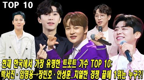 현재 한국에서 가장 유명한 트로트 가수 Top 10 박서진·임영웅→장민호·안성훈치열한 경쟁 끝에 1위는 누구 Youtube