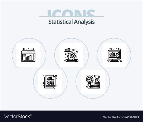 Statistical Analysis Line Icon Pack 5 Icon Design Vector Image