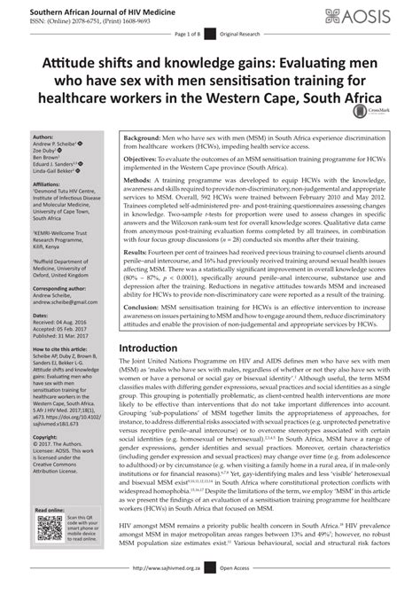 Pdf Attitude Shifts And Knowledge Gains Evaluating Men Who Have Sex