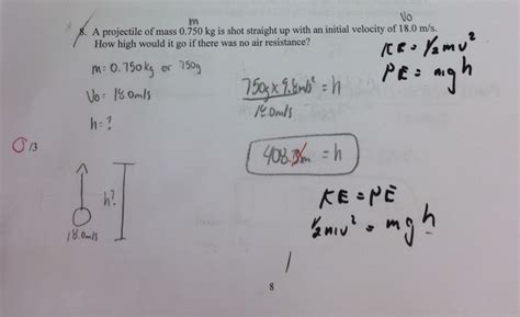 Solved A Projectile Of Mass 0 75 Kg Is Shot Straight Up With