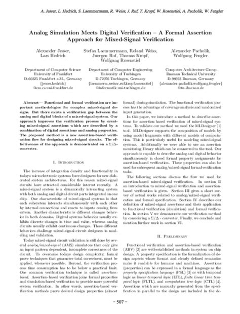 Pdf Analog Simulation Meets Digital Verification A Formal Assertion