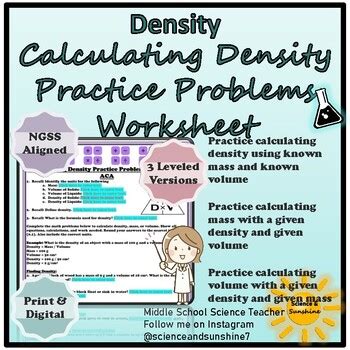 Calculating Density Practice Problems Worksheet Easy No Prep Sub Plan