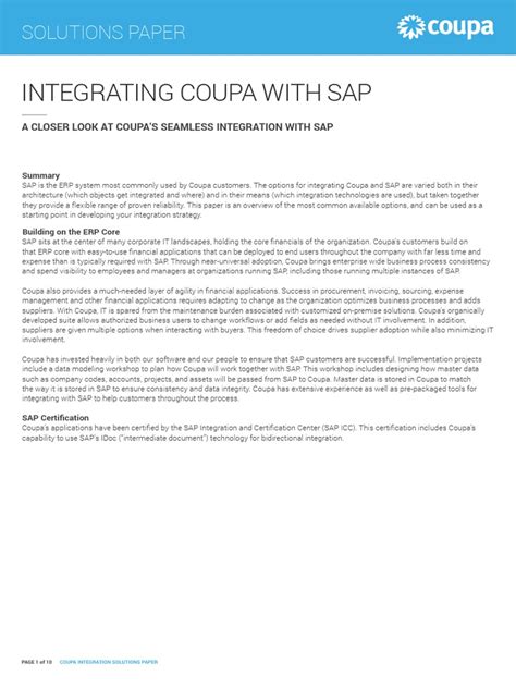 Sap Coupa Integration Pdf Sap Se Enterprise Resource Planning
