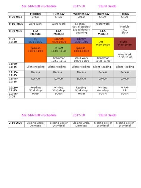 Ms Mitchells Schedule 2017 18 Pdf