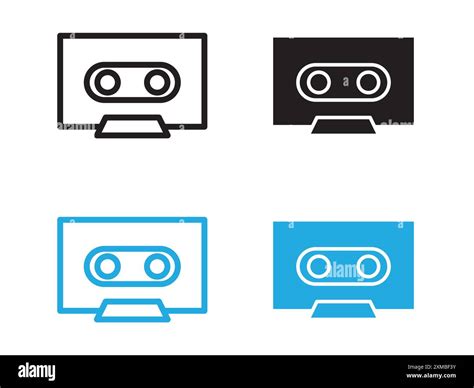 Cassette Tape Icon Vector Line Logo Mark Or Symbol Set Collection Outline Style Stock Vector