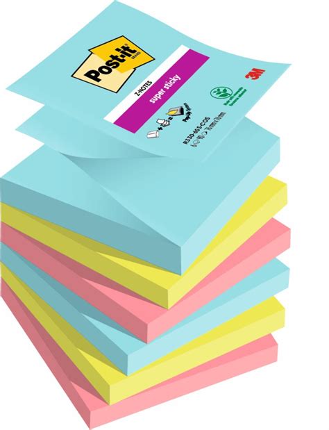 Post It® Super Sticky Z Notes Cosmic Colour Collection 76 Mm X 76 Mm