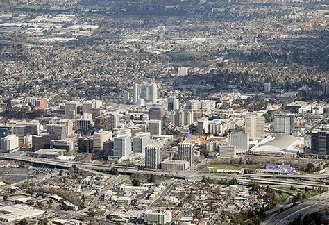 Aerial View Of Downtown San Jose Santa Clara County California—on A
