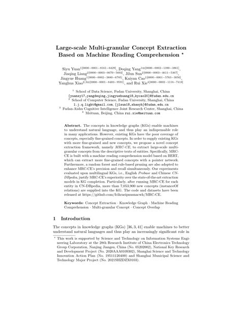 Pdf Large Scale Multi Granular Concept Extraction Based On Machine Reading Comprehension