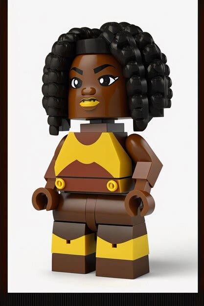 premium ai image lego figure of a woman with a yellow shirt and black
