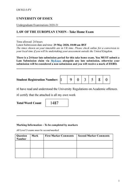 Lw302 Level 5 May Exam Lw302 5 Fy University Of Essex Undergraduate