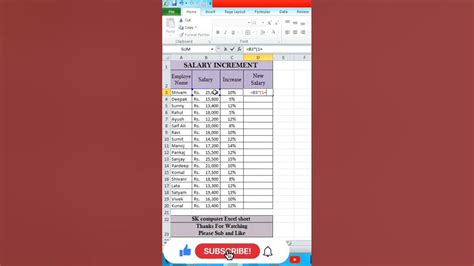Salary Increment 📈 In Advance Excel Trick Excel Exceltips Shorts Videoshorts Youtube