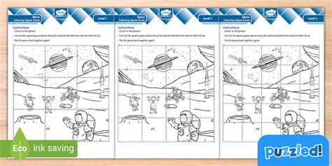Free Space Colouring Jigsaw Puzzle Pack Teacher Made