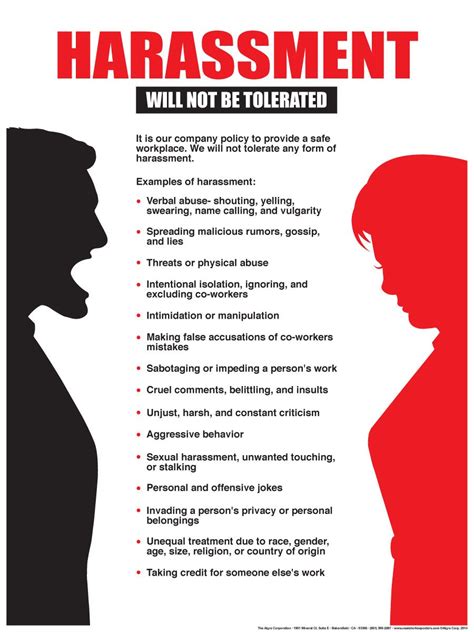 Workplace Harassment Poster 18 X 24 Poster Office Products