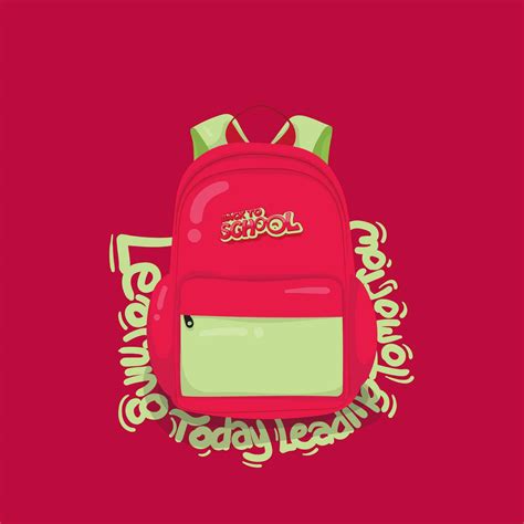 Cartoon Of School Bag With Typography Of Learning Today Leading