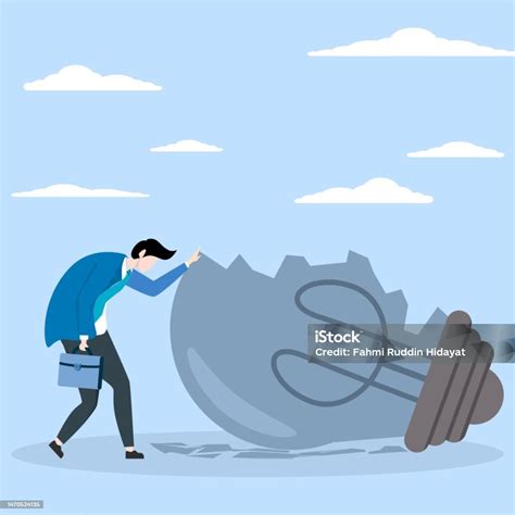 사업 실패 후 영감을 받거나 동기를 부여받지 못하고 위기에 지치거나 지치고 새로운 아이디어나 영감 개념이 없고 실패한 전구 아이디어로 서 있는 우울한 사업가라는 개념 개념에