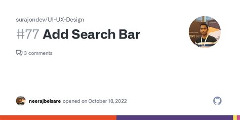 Add Search Bar Issue 77 Surajondev UI UX Design GitHub