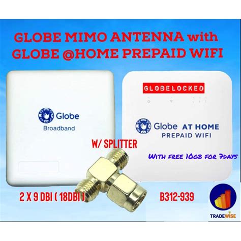 GLOBE B WIFI MODEM W MIMO WIFI ANTENNA DBI DBI Or DBI W SPLITTER SET TRADEWISE